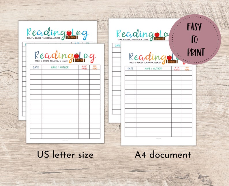 Reading Log for Kids Reading Log Printable Book Tracker - Etsy