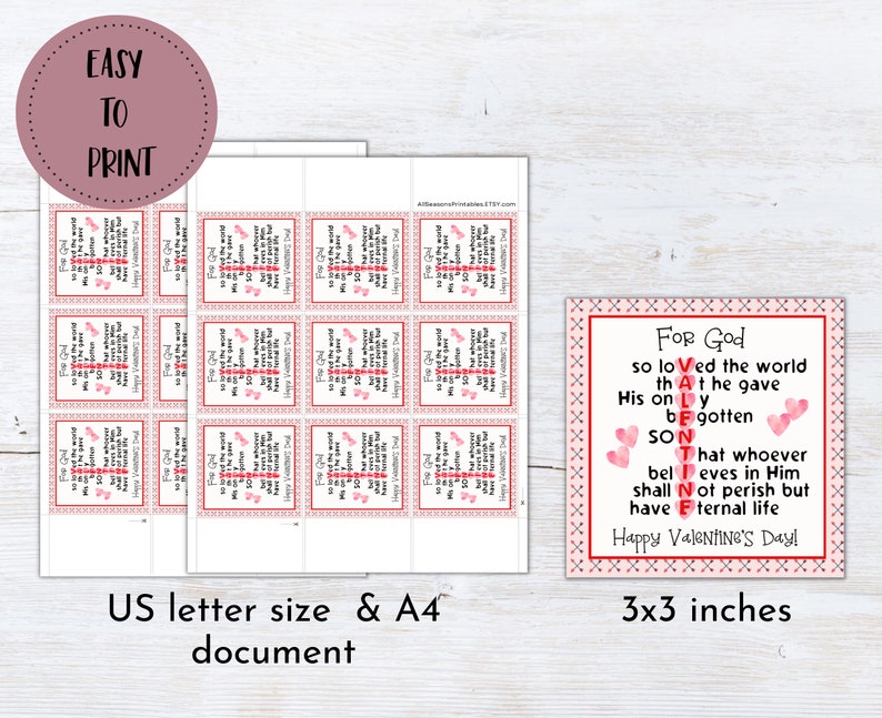 Christian Valentines Gift Tags | Bible Scripture Cards | John 3:16 ...