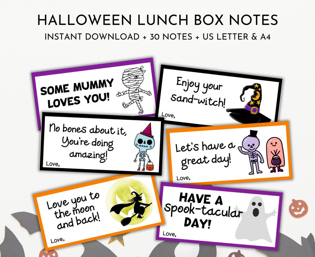 Halloween Lunch Box Notes for Kids | Positive Affirmations for Kids ...
