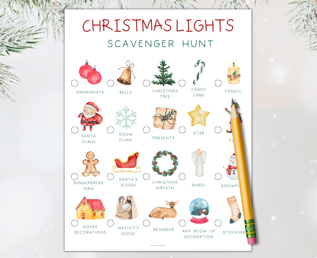 Christmas Lights Scavenger Hunt | Holiday Scavenger Hunt | Christmas ...