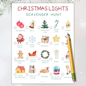Christmas Lights Scavenger Hunt | Holiday Scavenger Hunt | Christmas ...