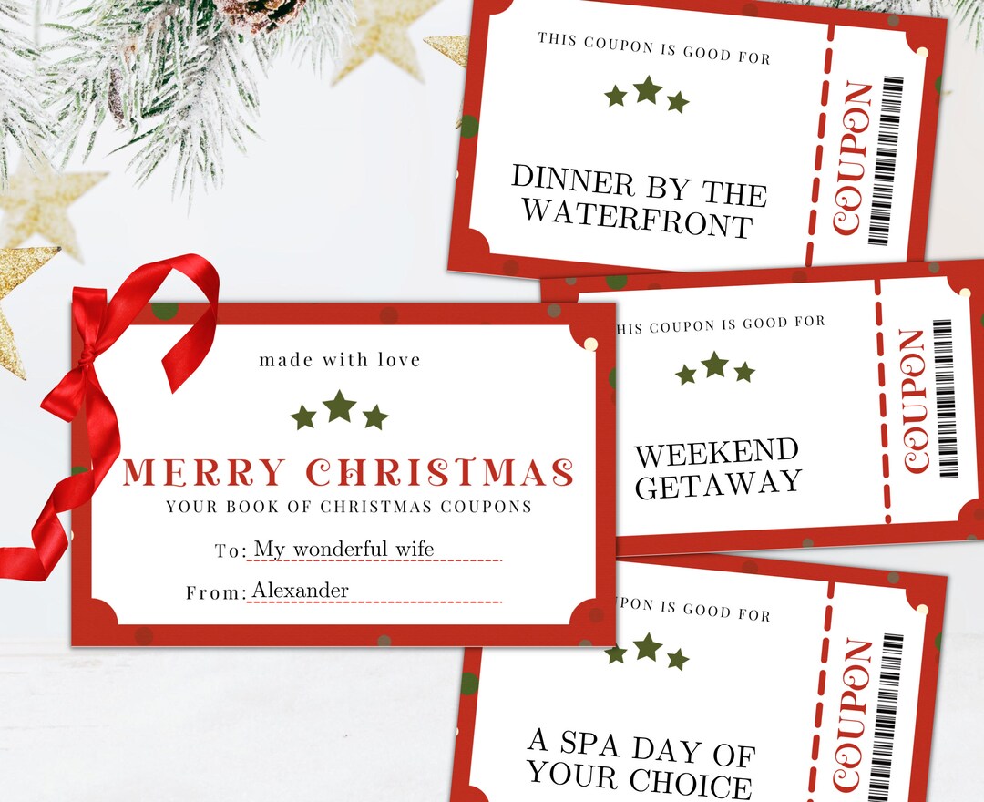 Printable Christmas Coupon Book Editable | Christmas Gift Certificate ...