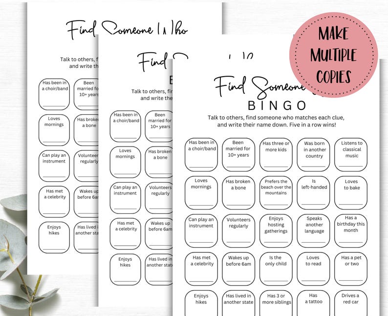 Find Someone Who Bingo Editable, Getting to Know You Bingo, Team ...