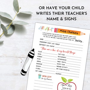 Teacher Survey | Teacher Favorites Survey | All About My Teacher ...