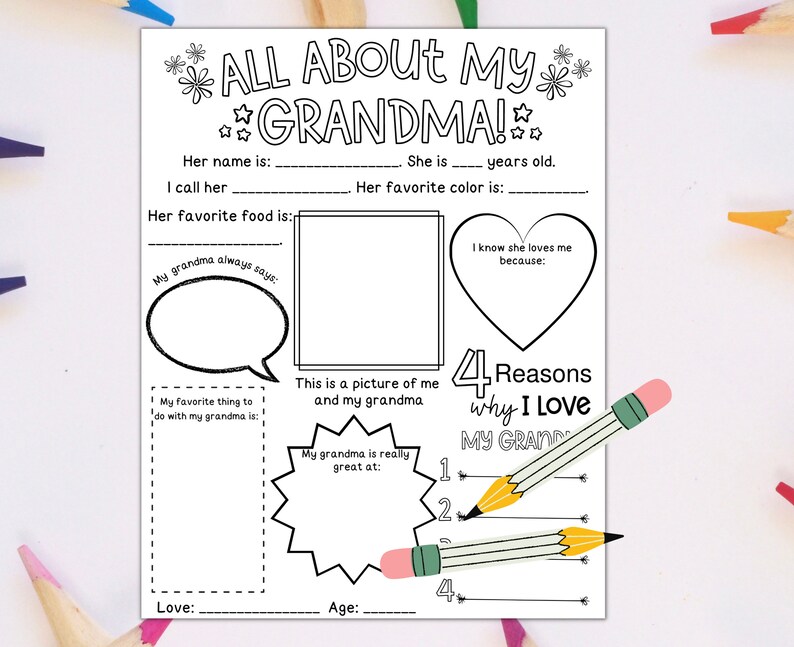 All About My Grandma Questionnaire All About My Nana | Etsy