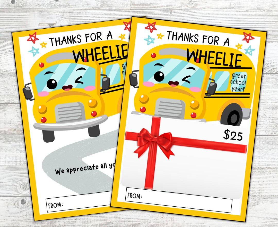 Bus Driver Gift Card Holder | Printable School Bus Gift | Teacher ...