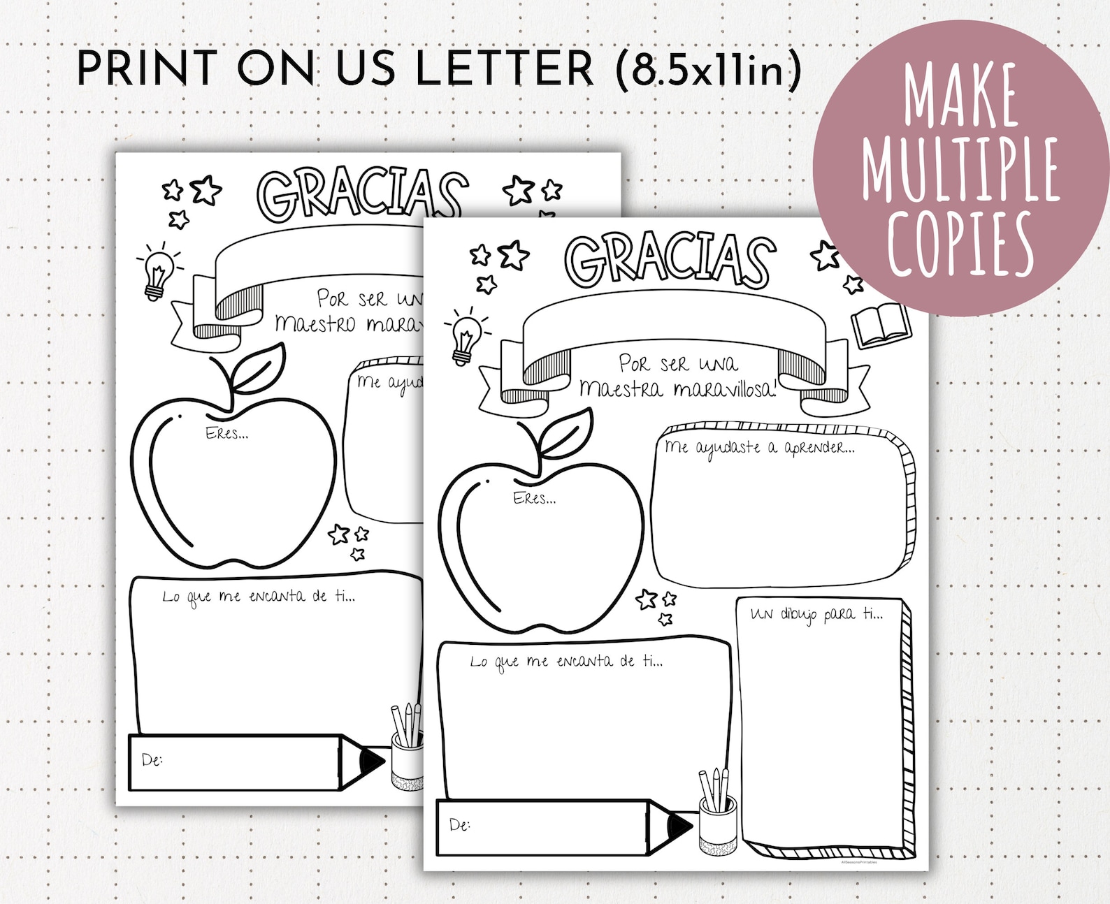 Español Teacher Appreciation Printable | Para Mi Una Maestra ...