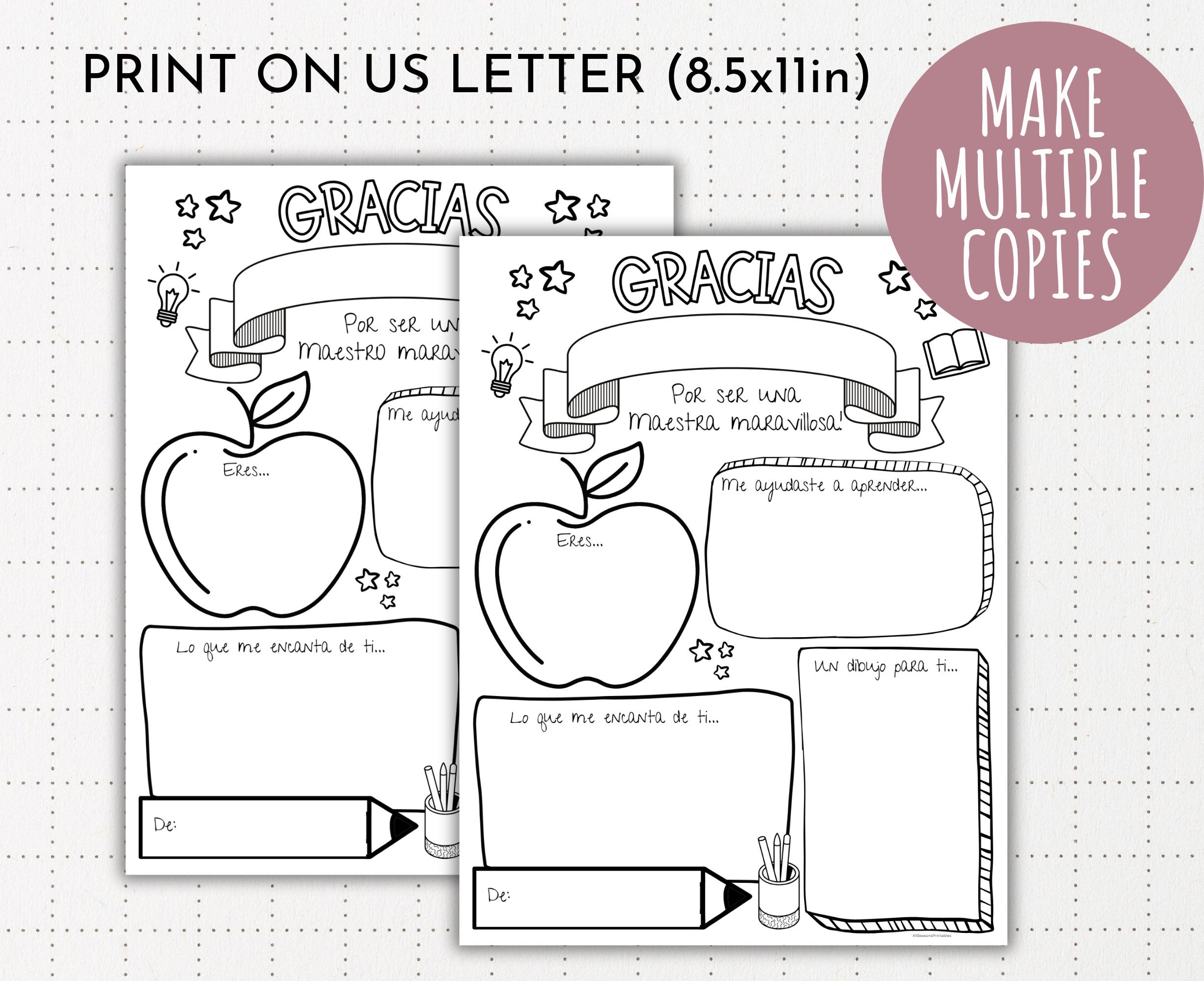 Español Teacher Appreciation Printable | Para Mi Una Maestra ...