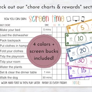How to Earn Money Chore Chart | Allowance Chore Chart for Kids | Chore ...