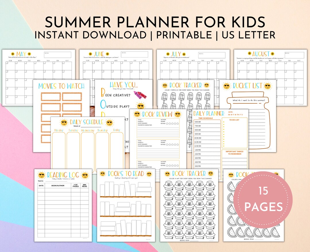 Summer Planner for Kids | Summer Reading Trackers for Kids | Summer ...