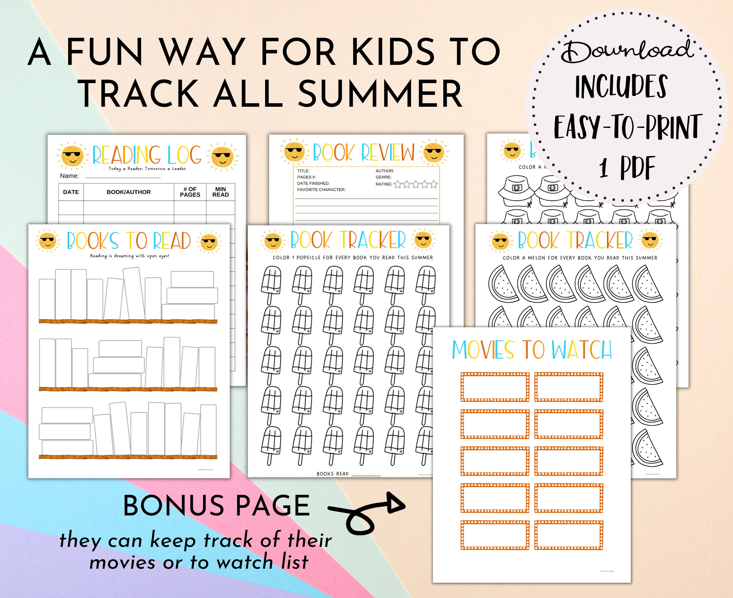 Summer Reading Tracker for Kids | Summer Reading Challenge | Summer ...