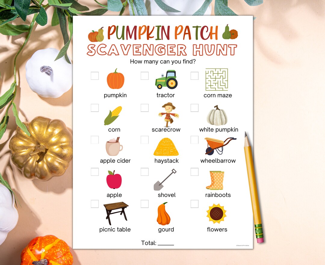 Pumpkin Patch Scavenger Hunt Fall Scavenger Hunt Daycare - Etsy