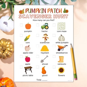 Pumpkin Patch Scavenger Hunt Fall Scavenger Hunt Daycare - Etsy