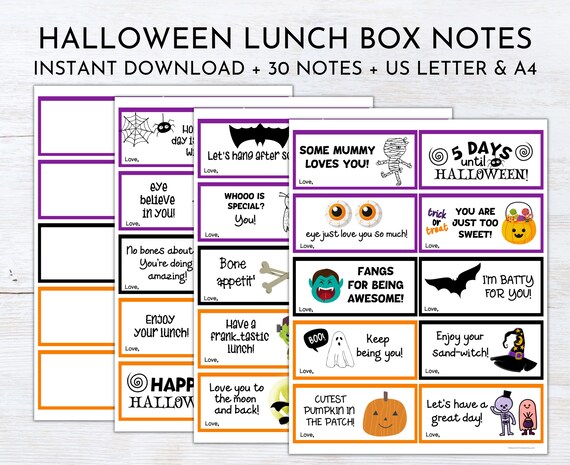 Halloween Lunch Box Notes for Kids Positive Affirmations for - Etsy
