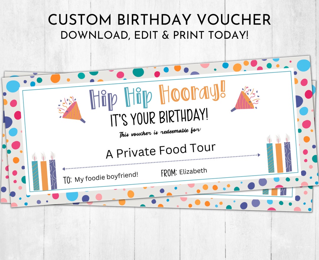 Birthday Voucher Editable Custom Birthday Voucher Birthday - Etsy