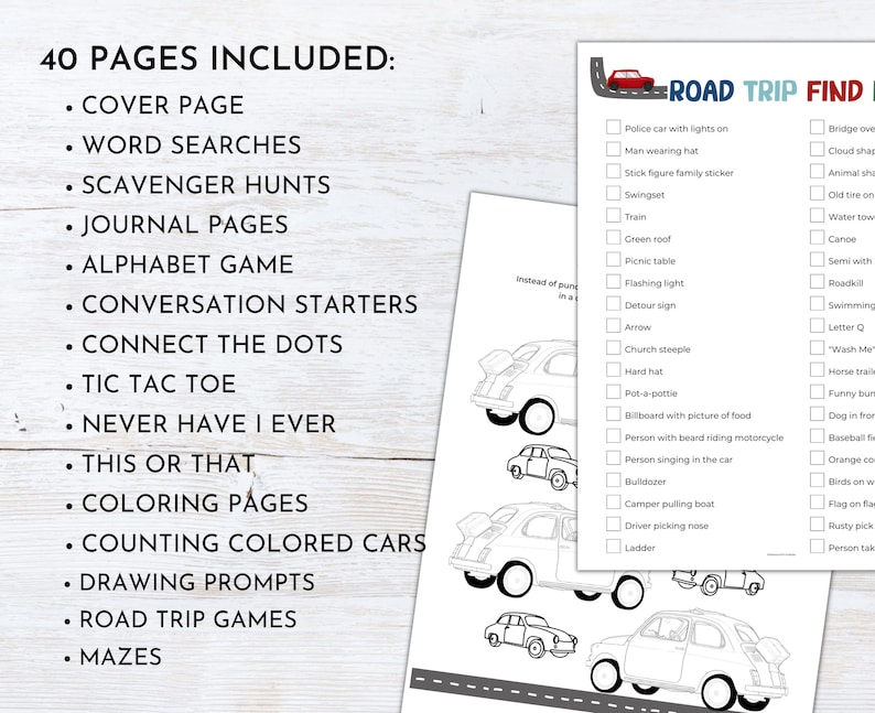 Road Trip Activity Pack Printable Road Trip Activities for - Etsy