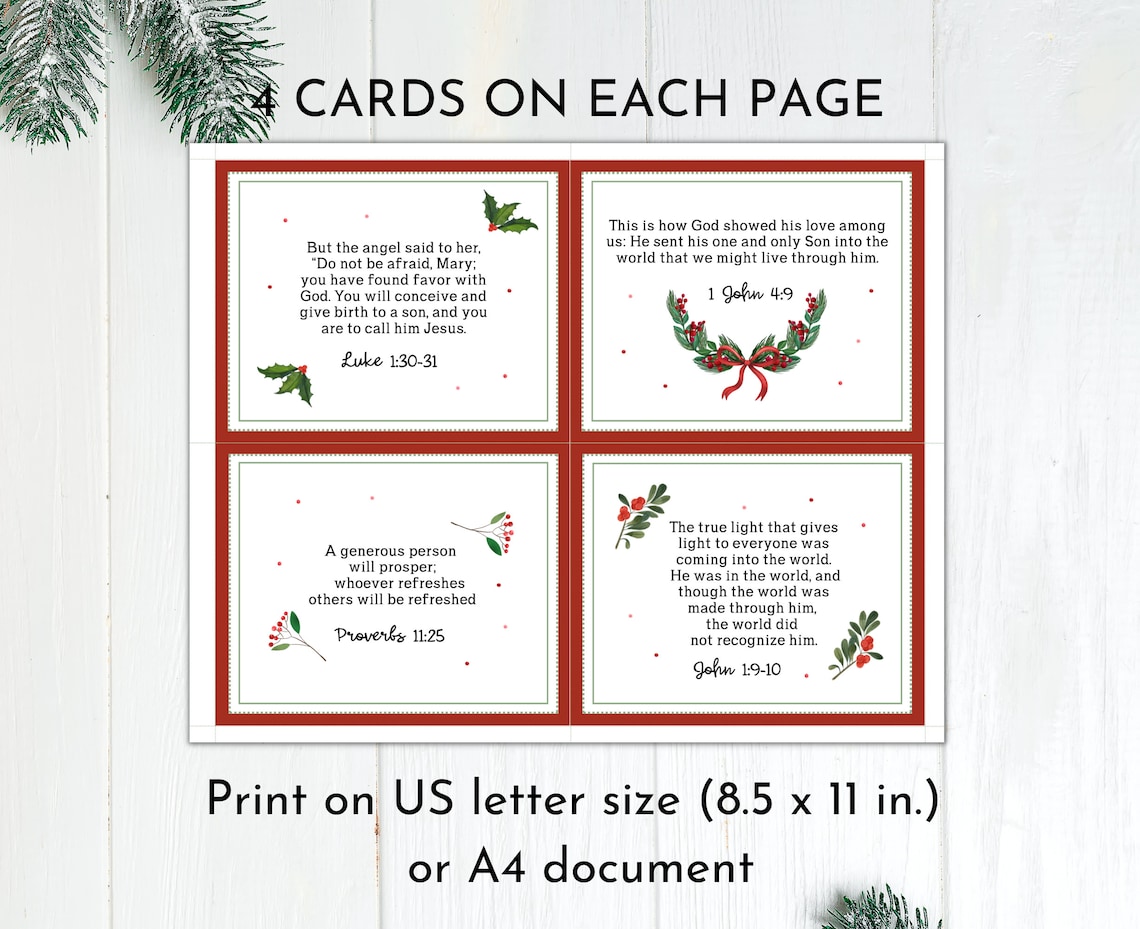 24 Christmas Scripture Cards Printable Christmas Bible Verse - Etsy