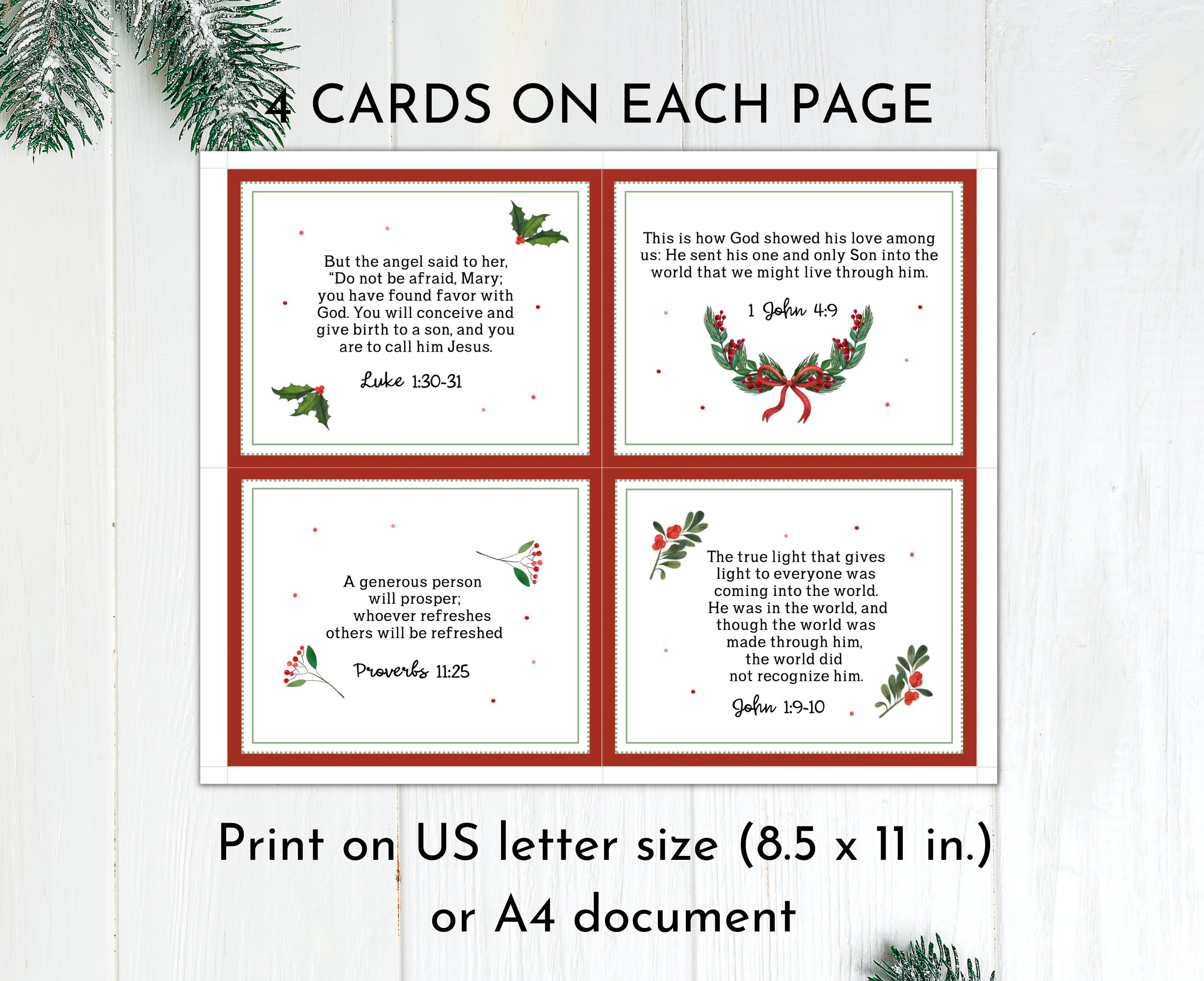 24 Christmas Scripture Cards Printable | Christmas Bible Verse for ...