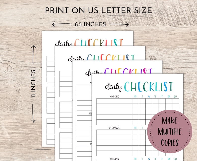 Kids Daily Checklist Editable Kids Routine Chart Kids - Etsy