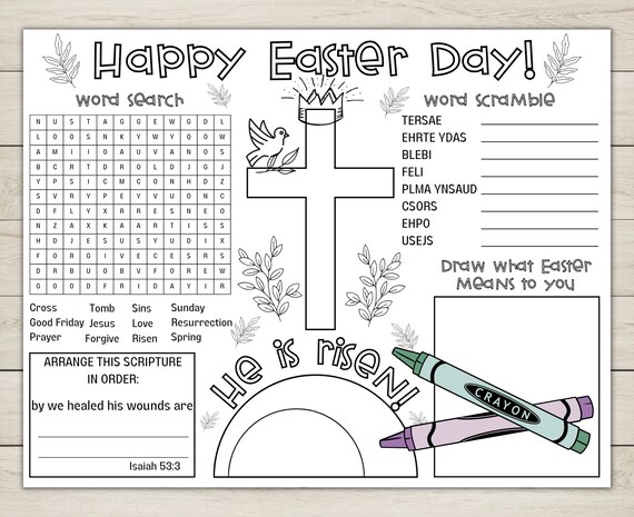 Christian Easter Placemat Activities Easter Placemat - Etsy