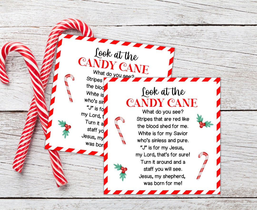 Legend of the Candy Cane Gift Tags, Meaning of Christmas Candy Cane ...