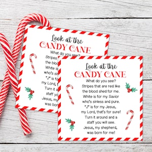 Legend of the Candy Cane Gift Tags, Meaning of Christmas Candy Cane ...