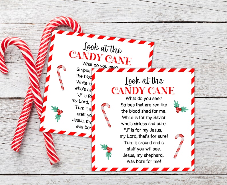 Legend of the Candy Cane Gift Tags, Meaning of Christmas Candy Cane ...