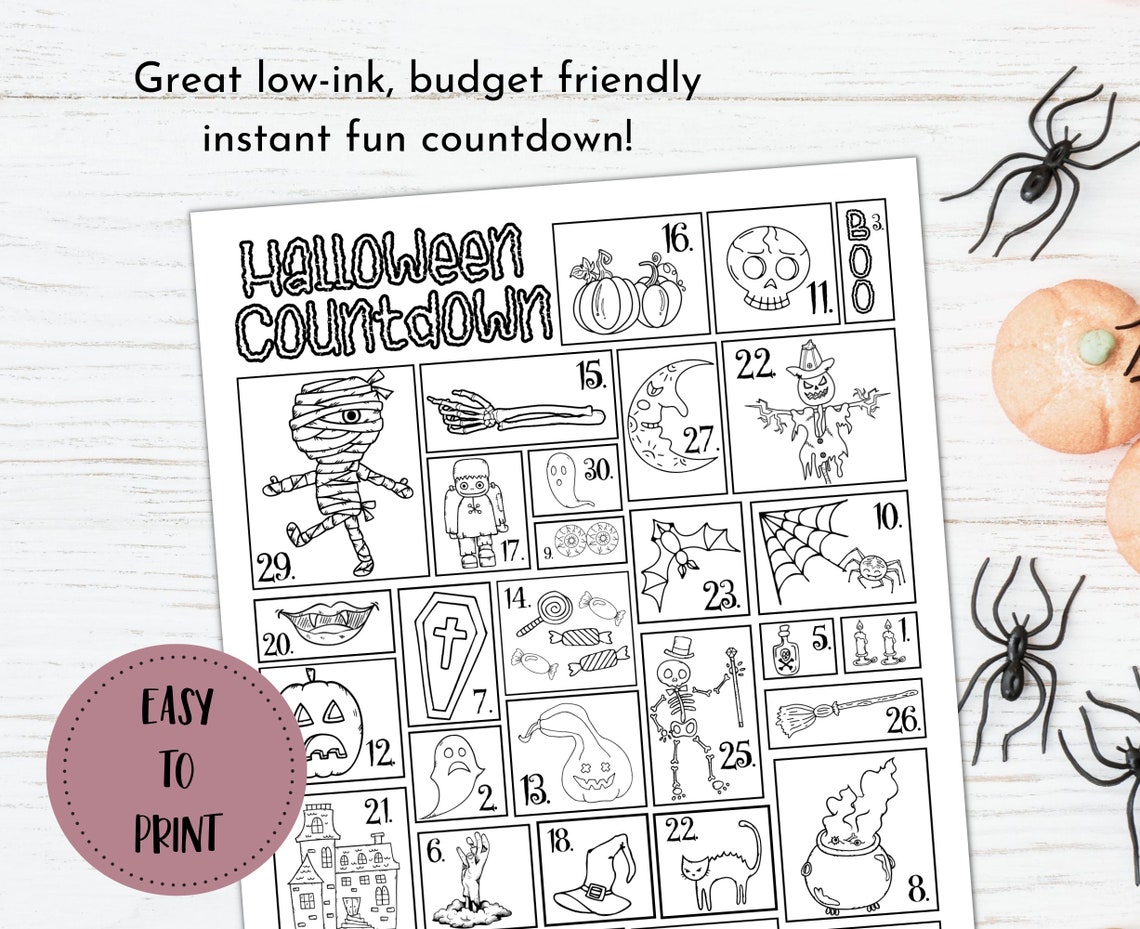 Halloween Countdown Printable Halloween Advent Calendar - Etsy