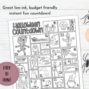 Halloween Countdown Printable | Halloween Advent Calendar | Countdown ...
