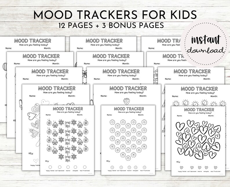 Mood Tracker for Kids Daily Mood Tracker for Kids Monthly | Etsy