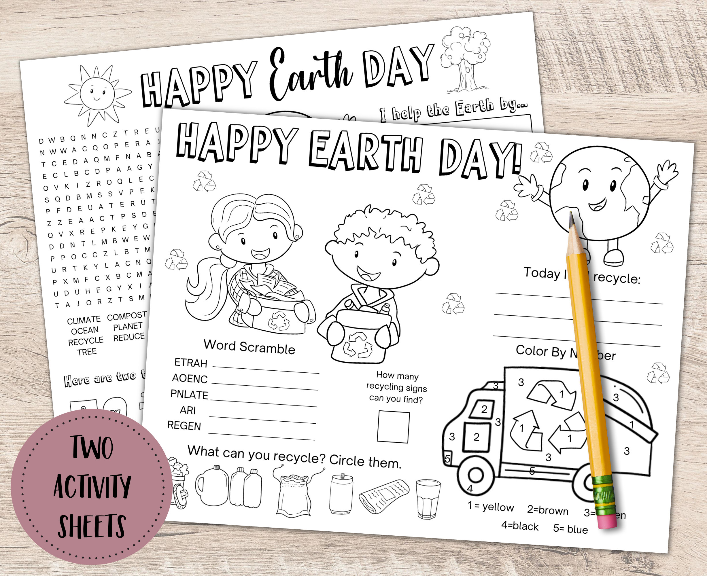Earth Day Placemat Activities Printable Earth Day Worksheets - Etsy