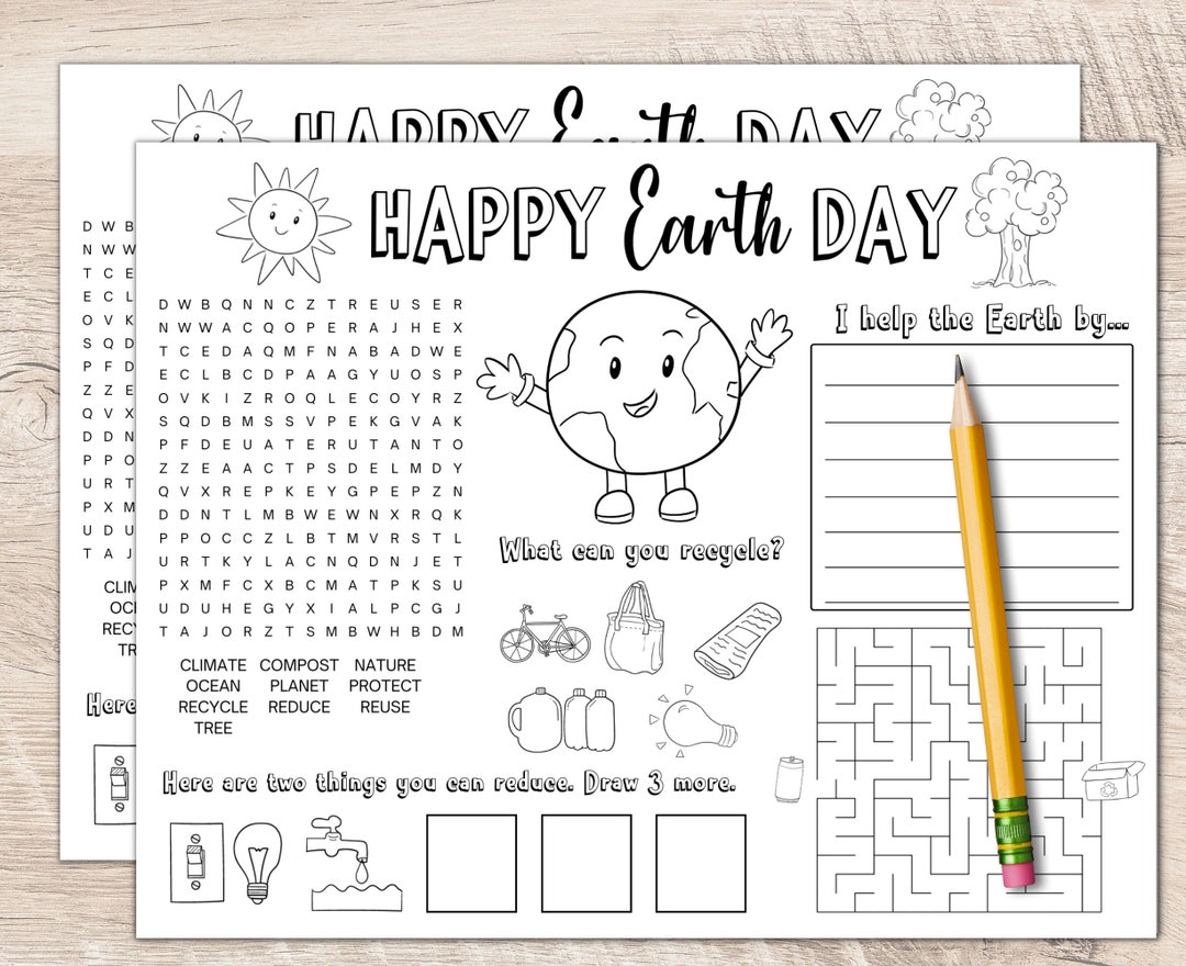 Earth Day Placemat Activities | Printable Earth Day Worksheet | Earth ...