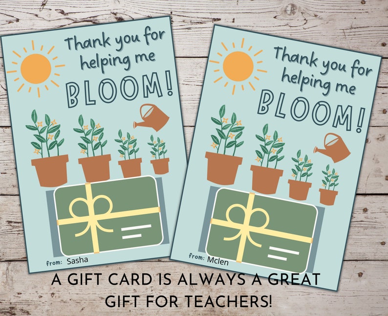 Thank You for Helping Me Bloom Teacher Appreciation Gift Card - Etsy