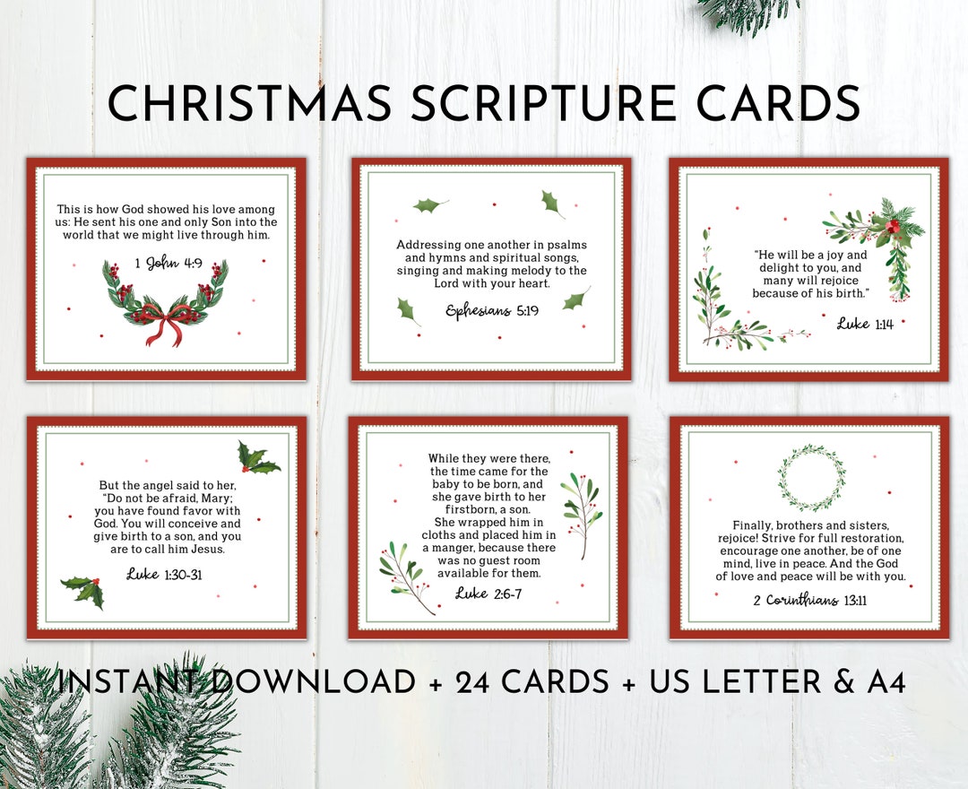 24 Christmas Scripture Cards Printable Christmas Bible Verse - Etsy