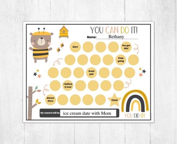 Reward Chart for Kids Editable Reward Chart Bear and Bees - Etsy