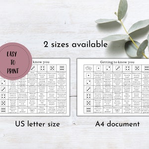 Getting to Know You Dice Game Editable, Table Talk Dice Game ...