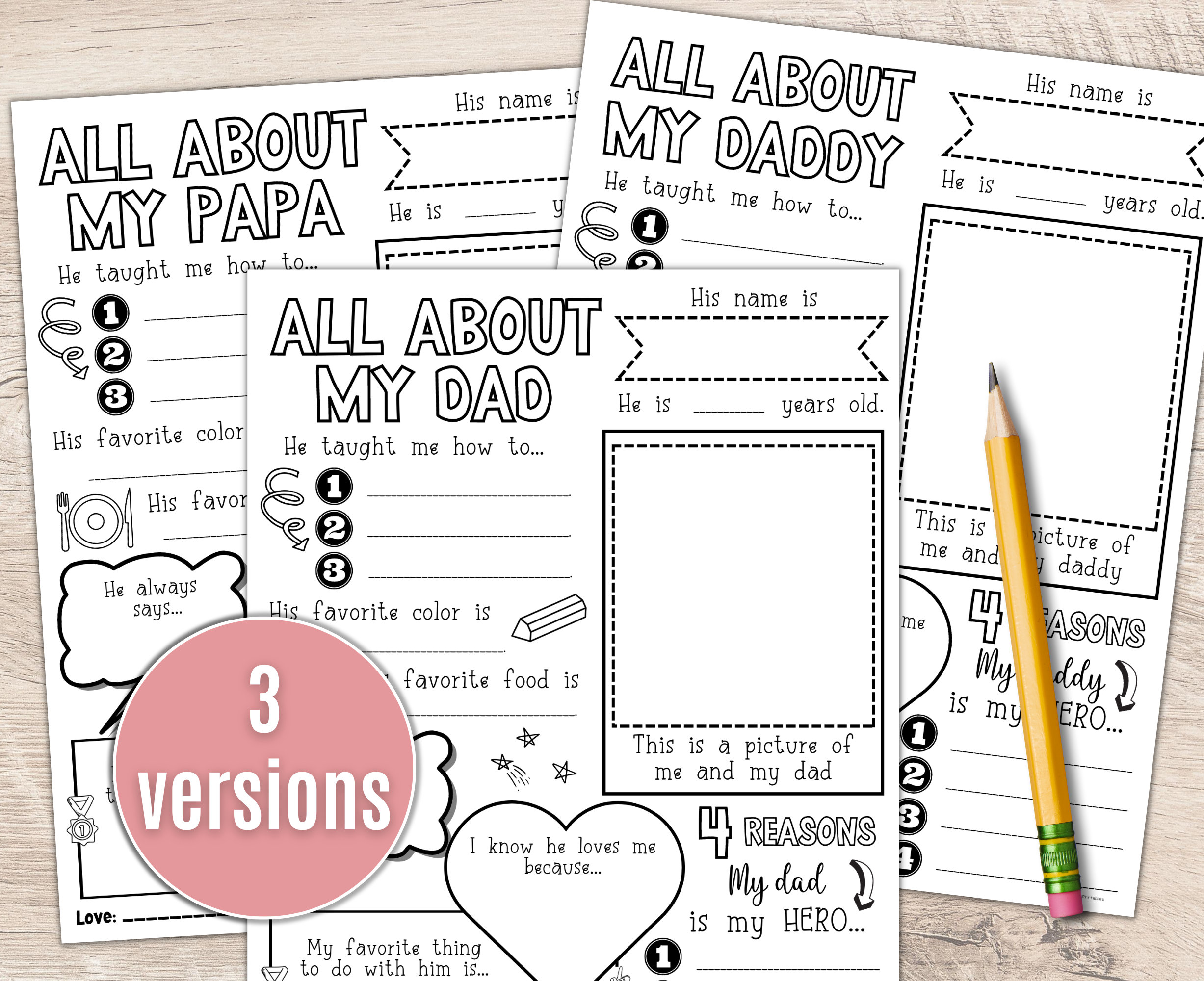 All About My Dad Questionnaire All About My Daddy Printable - Etsy