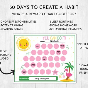 Summer Flamingo Reward Chart for Kids | Editable Reward Chart ...
