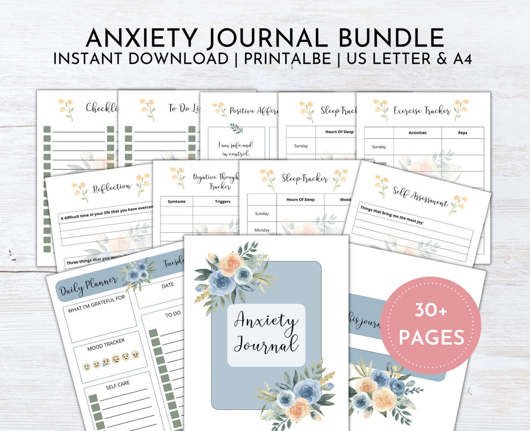 Anxiety Journal Bundle Printable | Mental Health Journal | Self Care ...
