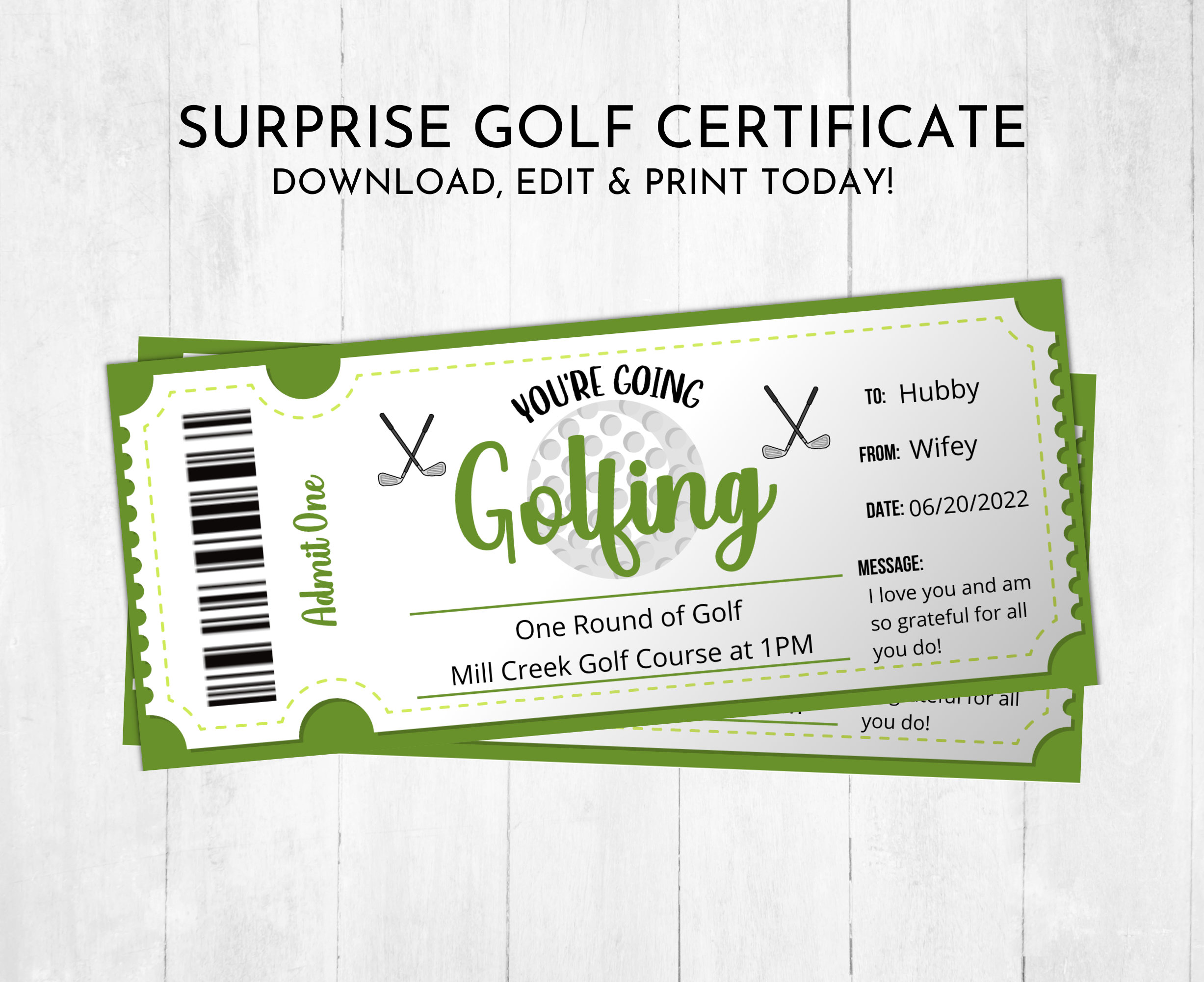 Golf Handicap Certificate Template