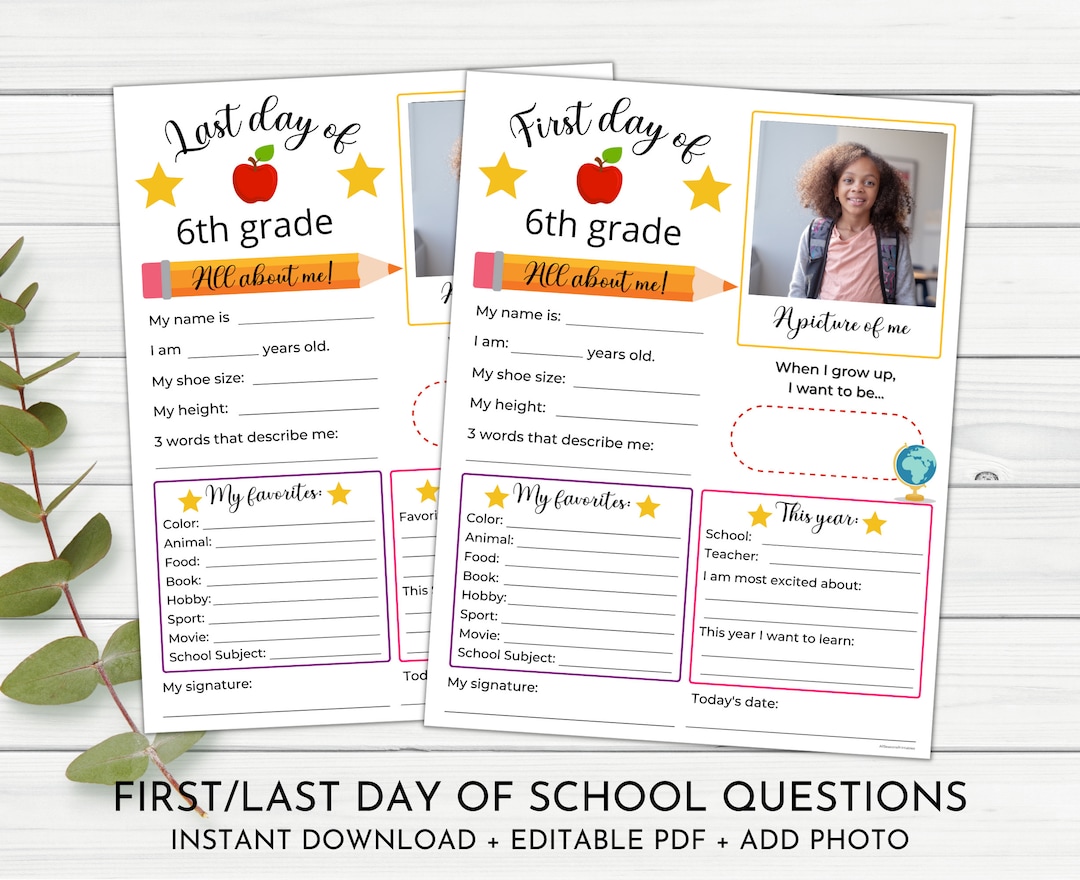 First Day of School Questionnaire | Back to School Questions | Editable ...
