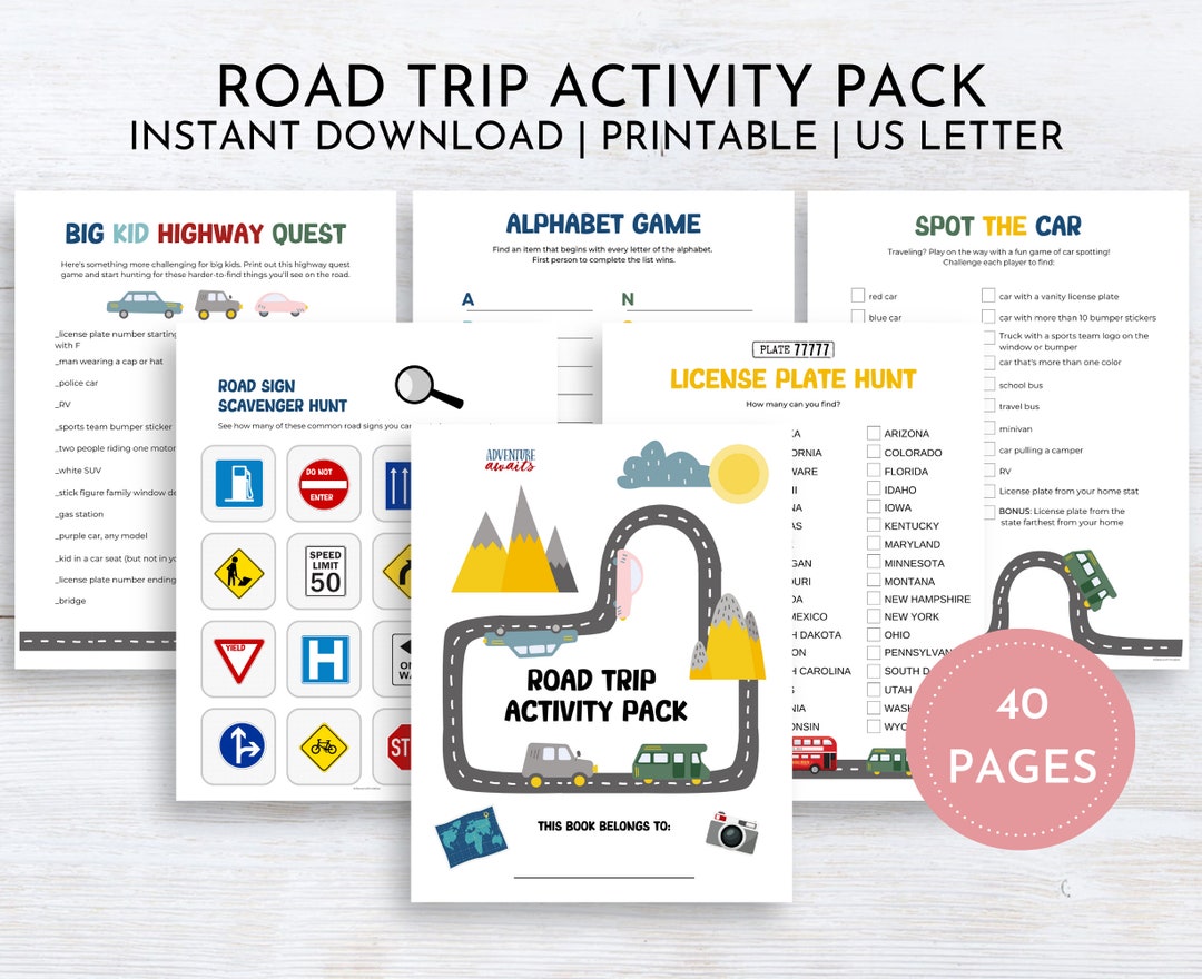 Road Trip Activity Pack Printable Road Trip Activities for - Etsy