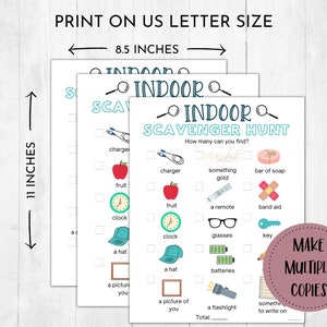 Indoor Scavenger Hunt Printable | Indoor Activity for Kids | Last ...