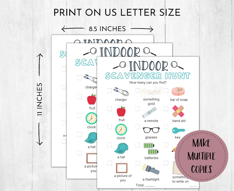 Indoor Scavenger Hunt Printable Indoor Activity for Kids - Etsy