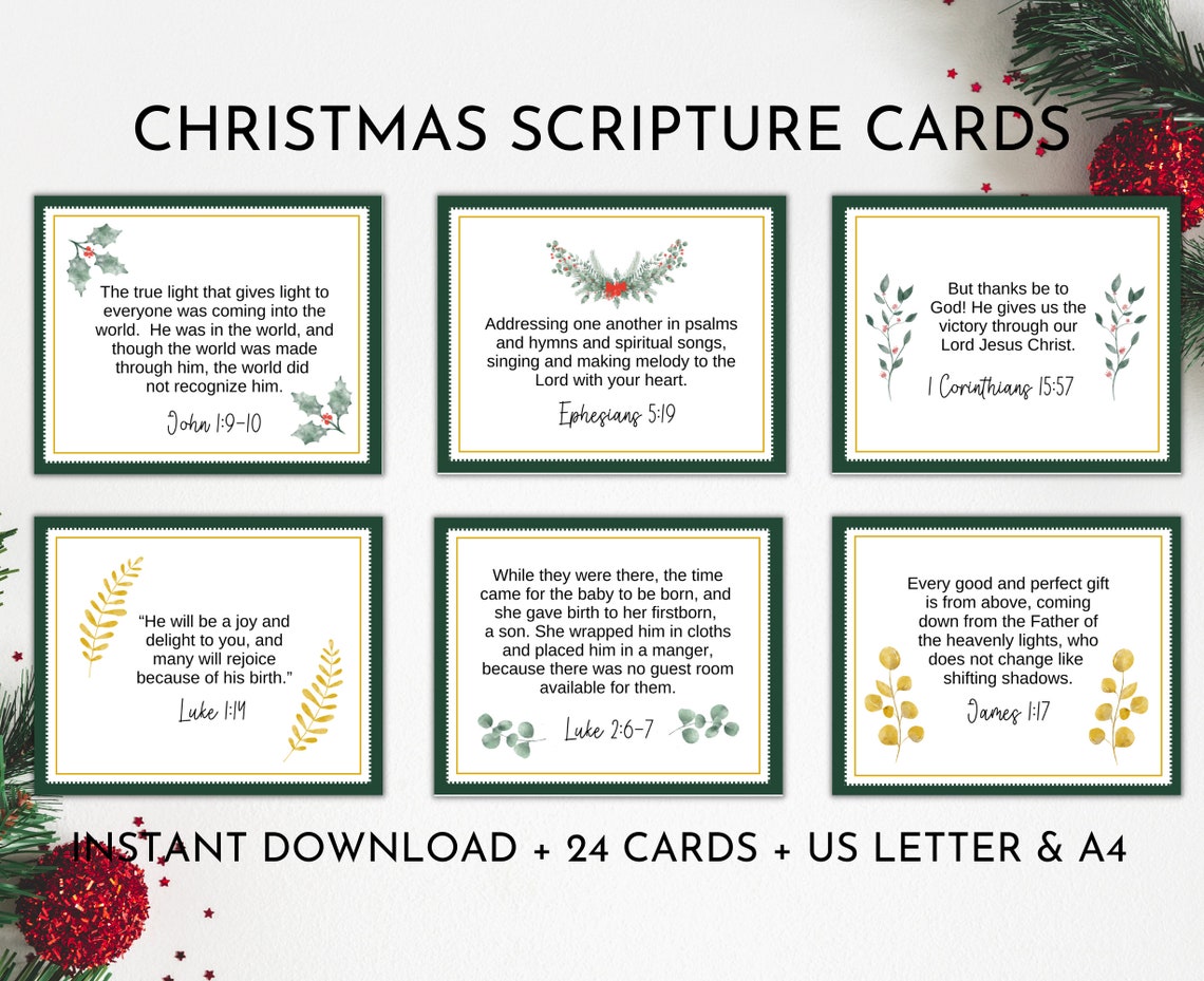 24 Christmas Scripture Cards Printable Christmas Bible Verse - Etsy