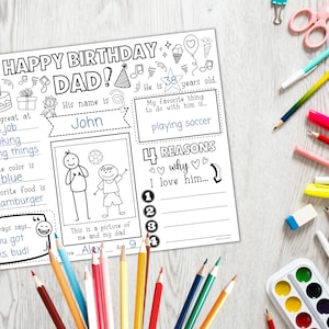 Happy Birthday Dad Coloring Page | Happy Birthday Dad Placemat Activity ...
