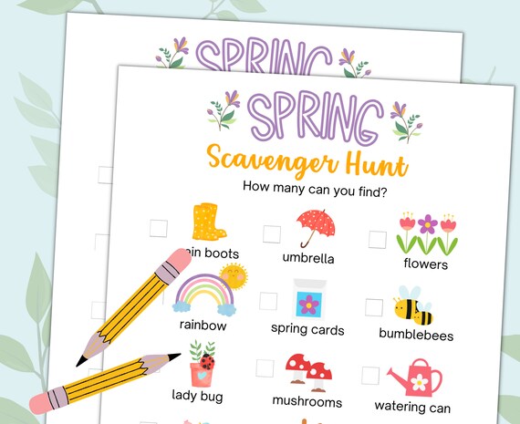 Spring Scavenger Hunt Printable Spring Printable for Kids | Etsy