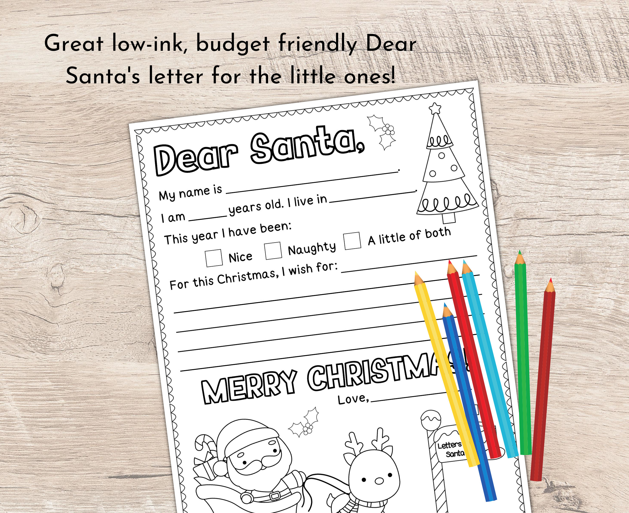 Letter to Santa Coloring Page Printable Dear Santa Letter - Etsy Canada
