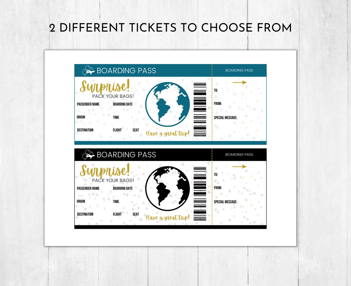 Printable Surprise Trip Ticket Custom Airplane Ticket - Etsy
