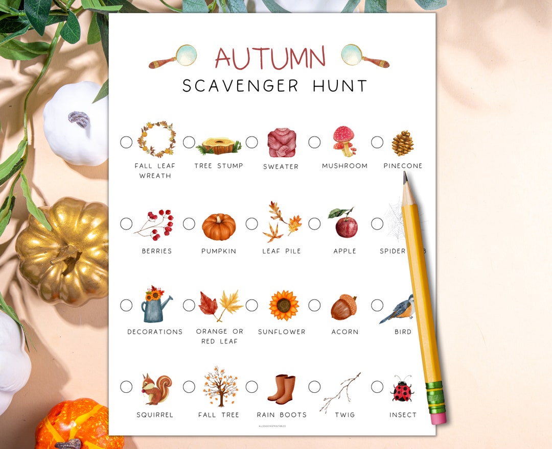Fall Scavenger Hunt Printable Autumn Outdoor Activity Neighborhood ...